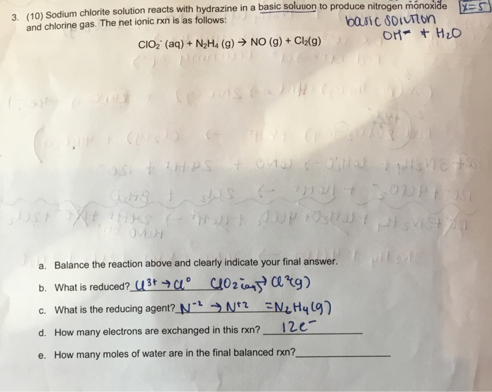 Solved ES (10) Sodium chlorite solution reacts with | Chegg.com