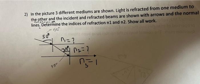 Solved 2) In the picture 3 different mediums are shown. | Chegg.com