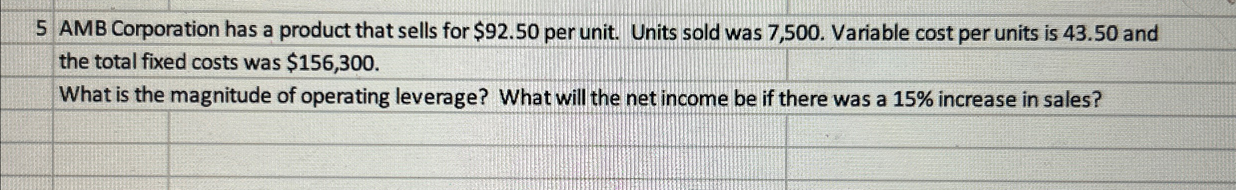 Solved 5 ﻿AMB Corporation has a product that sells for | Chegg.com