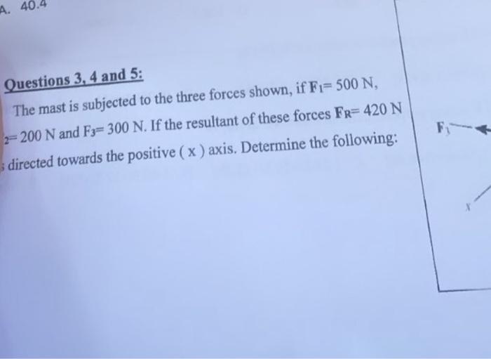 Questions 3,4 and 5: The mast is subjected to the | Chegg.com