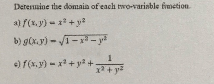 Solved Determine the domain of each two-variable function. | Chegg.com