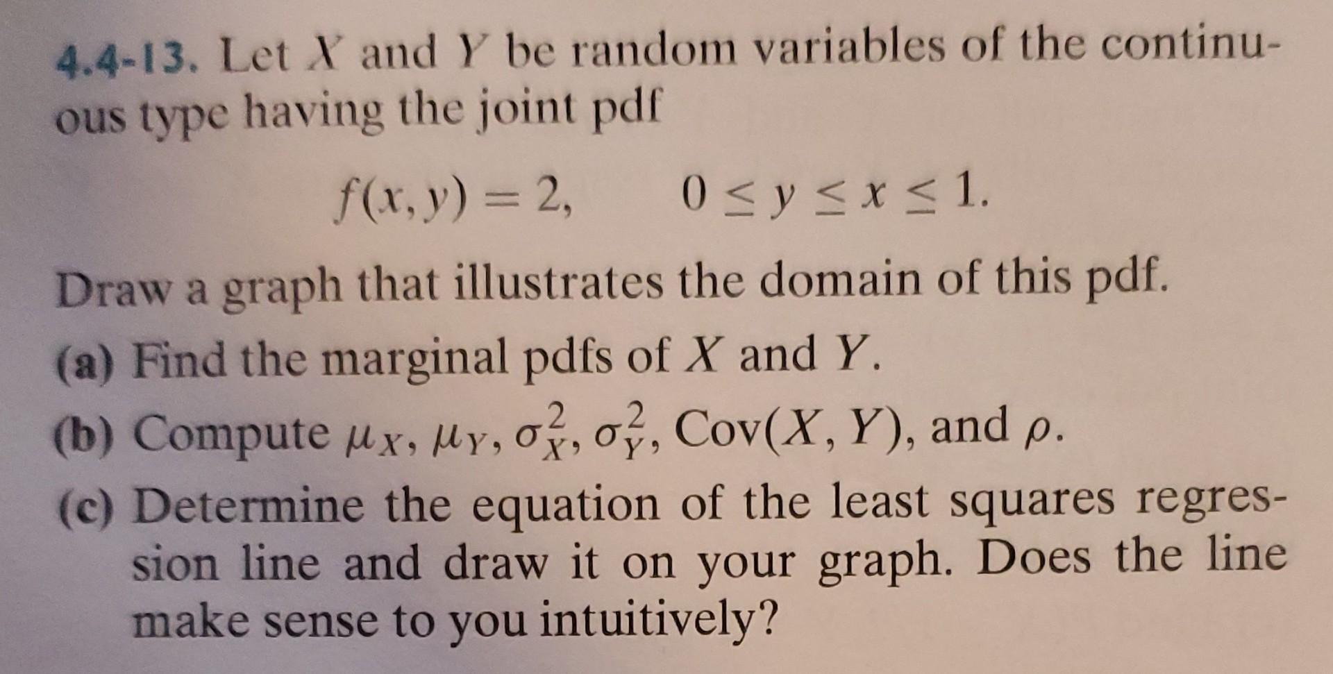 Solved 4.4-13. Let X and Y be random variables of the | Chegg.com