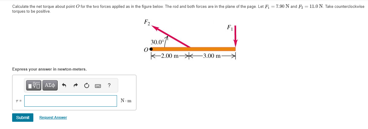 Solved Calculate the net torque about point O ﻿for the two | Chegg.com