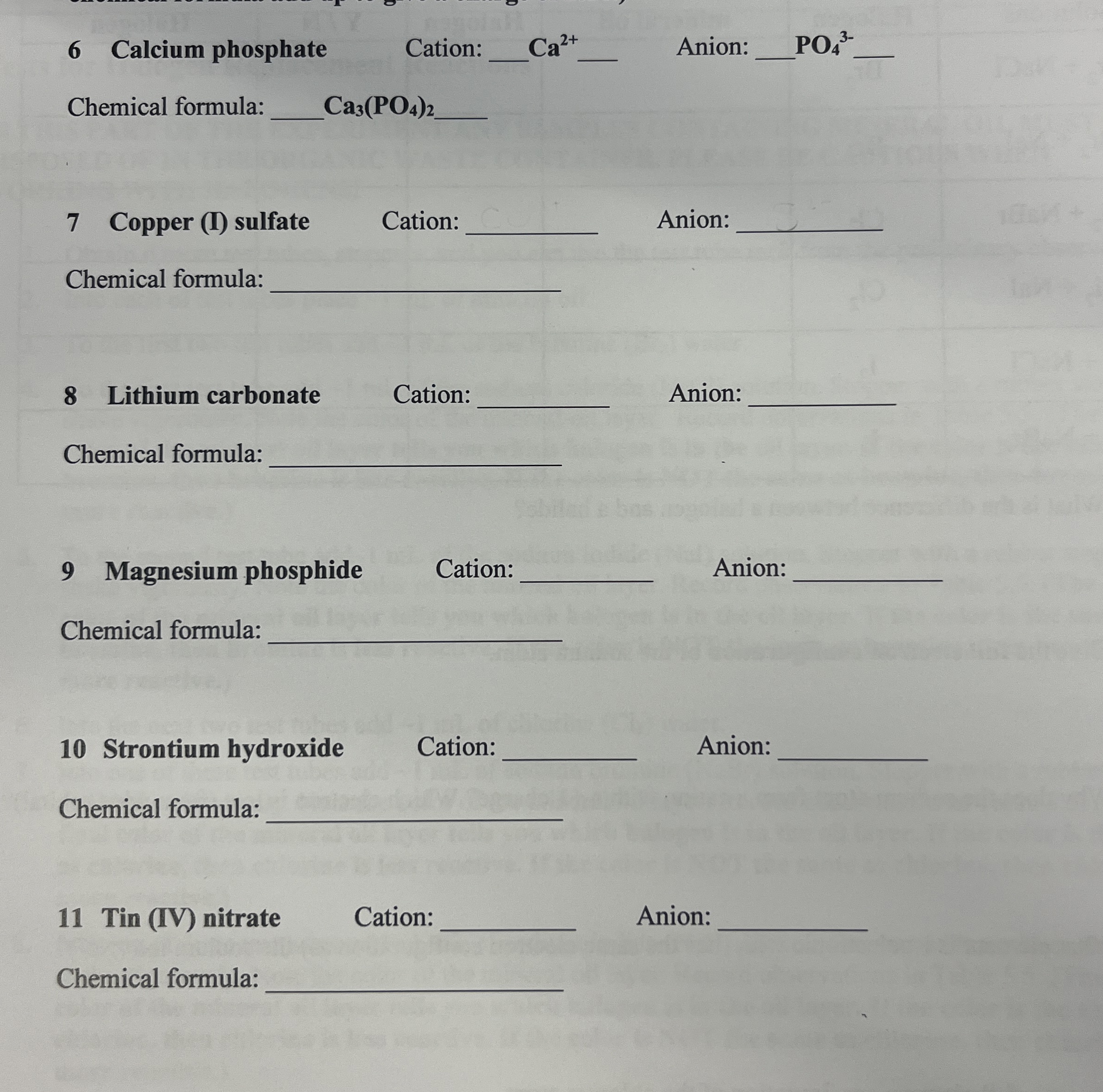 Solved 6 ﻿Calcium phosphateCation:Ca2+Anion:PO43-3-Chemical | Chegg.com