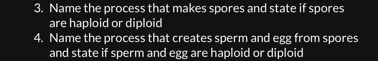 Solved Name the process that makes spores and state if | Chegg.com