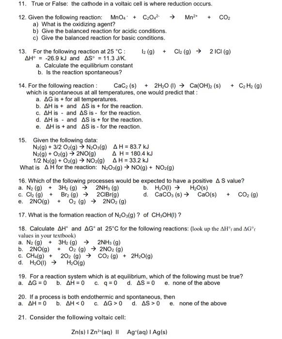Solved : Chem 201 EXAM 3 REVIEW Fall 2021 NOTE: For some | Chegg.com
