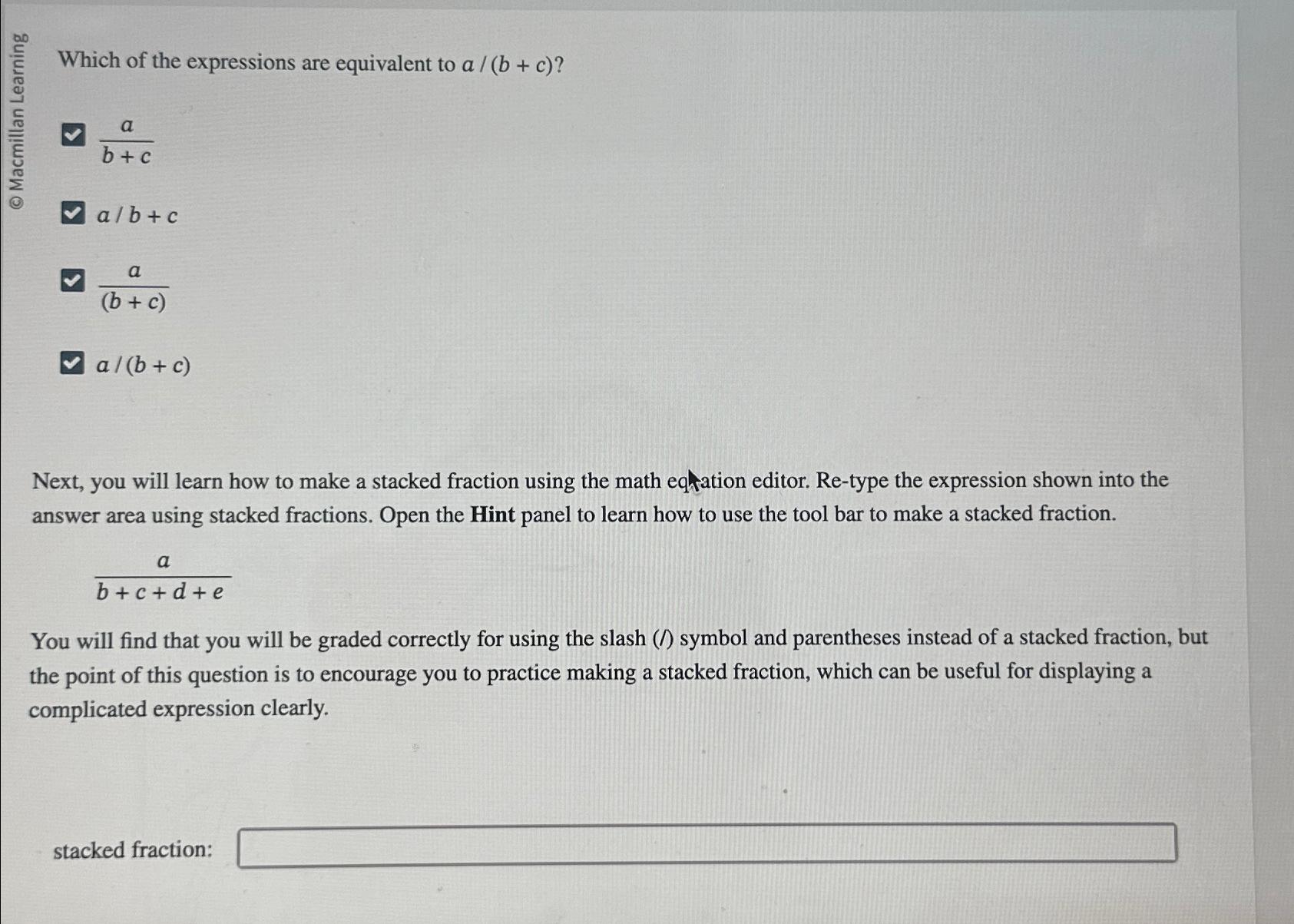 Solved Which of the expressions are equivalent to | Chegg.com