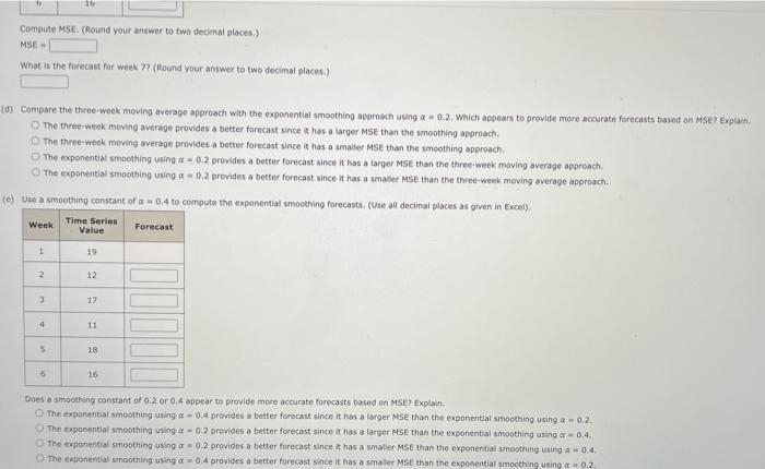 Solved Consider the following time series data.Develop the | Chegg.com