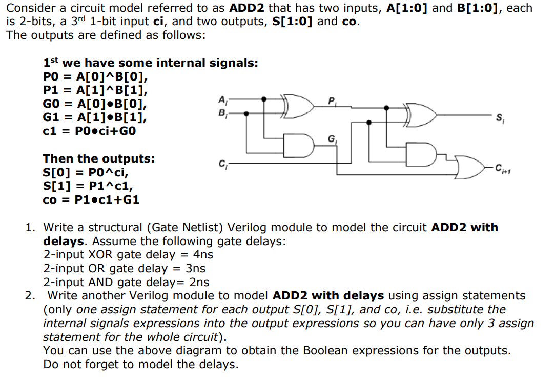 Consider a circuit model referred to as ADD2 ﻿that | Chegg.com