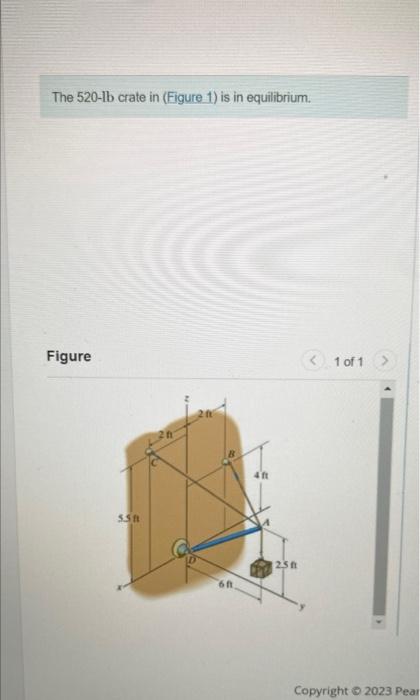 Solved The 520 -lb crate in (Figure 1) is in equilibrium. | Chegg.com