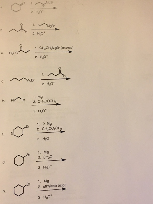 Solved MgBr 2. H3O* 1. PIT MgBr b 2. H30 hool 1. CH, CH2MgBr | Chegg.com