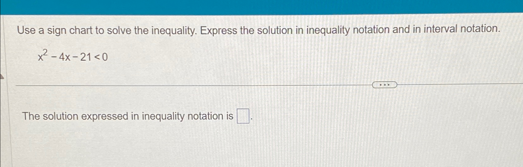 Solved Use a sign chart to solve the inequality. Express the | Chegg.com