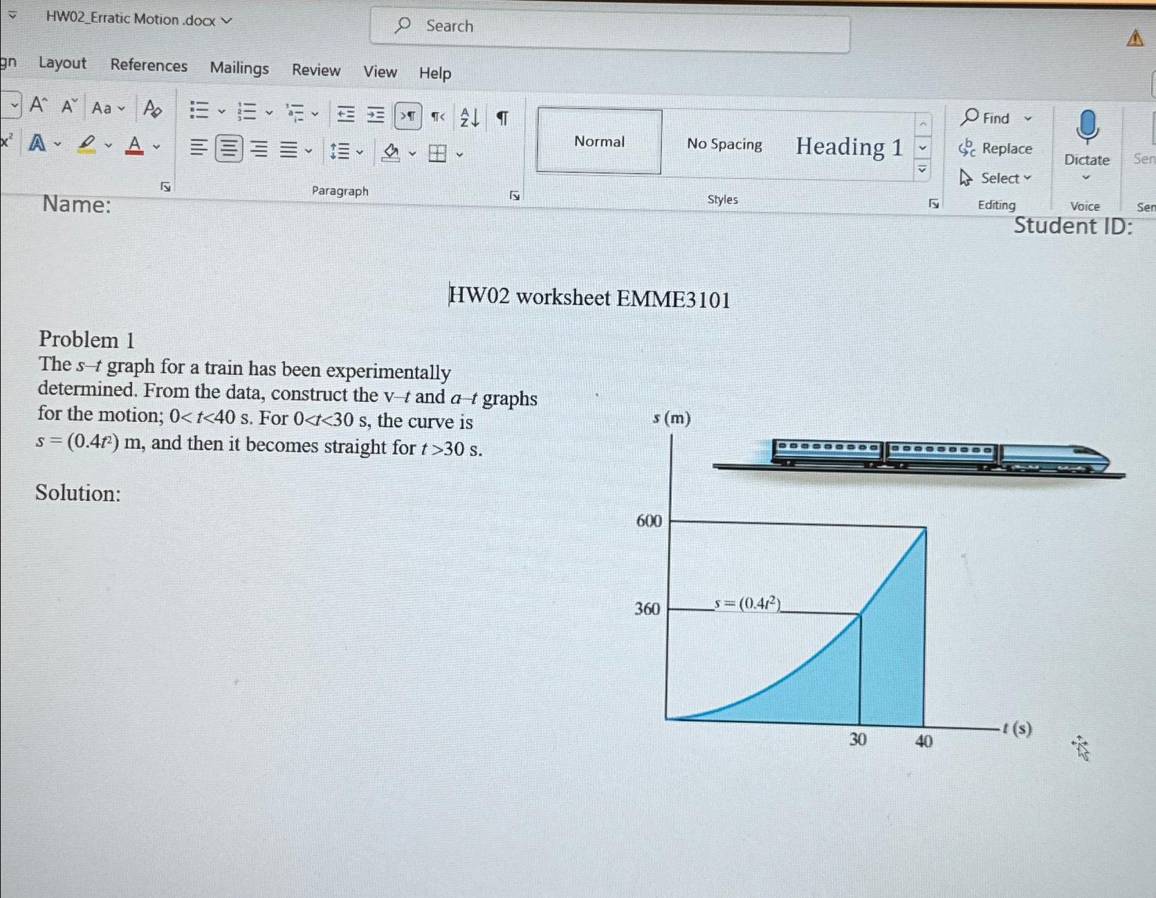 Solved HW02 ﻿worksheet EMME3101Problem 1The s-t ﻿graph for a | Chegg.com