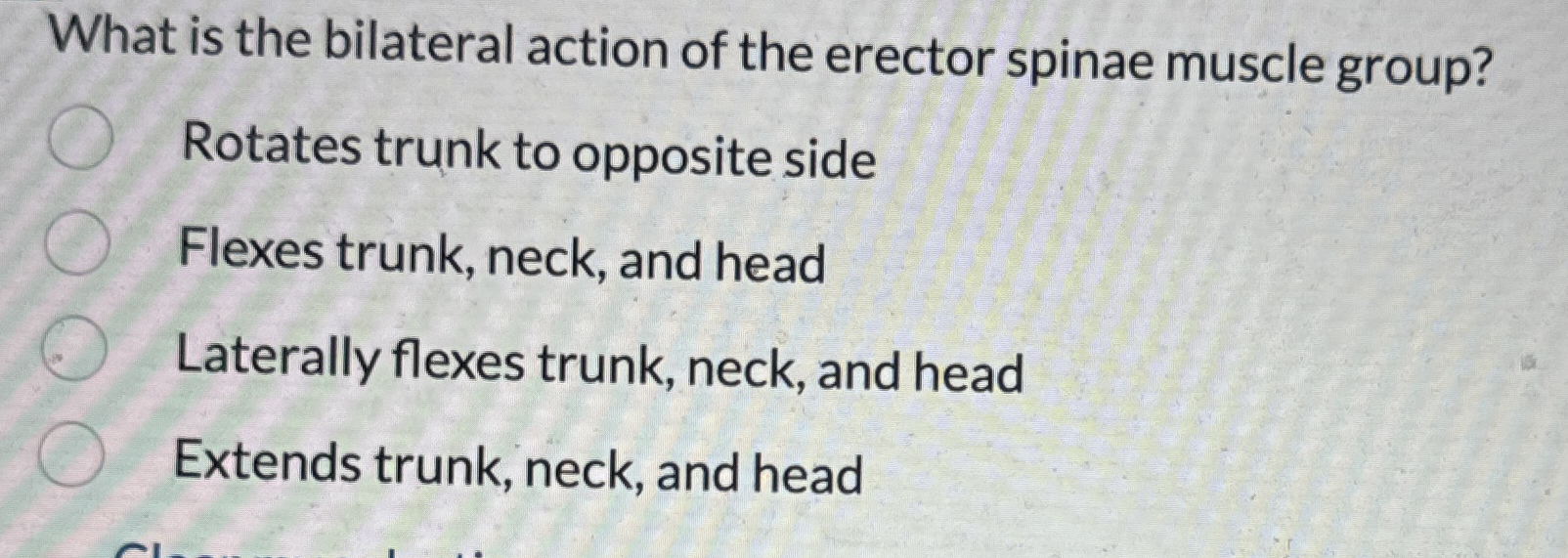 What is the bilateral action of the erector spinae | Chegg.com