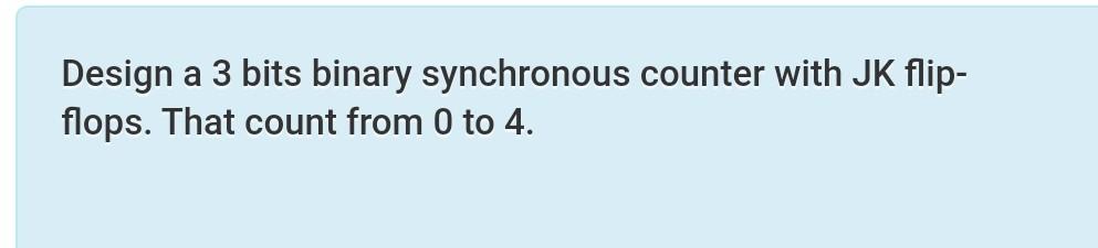 Solved Design a 3 bits binary synchronous counter with JK | Chegg.com