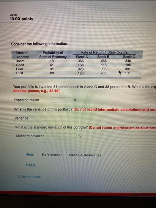 Solved value: 10.00 points Consider the following | Chegg.com