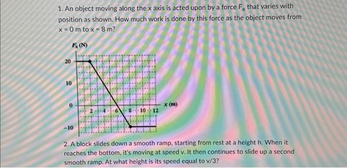Solved 1. An object moving along the x axis is acted upon by | Chegg.com
