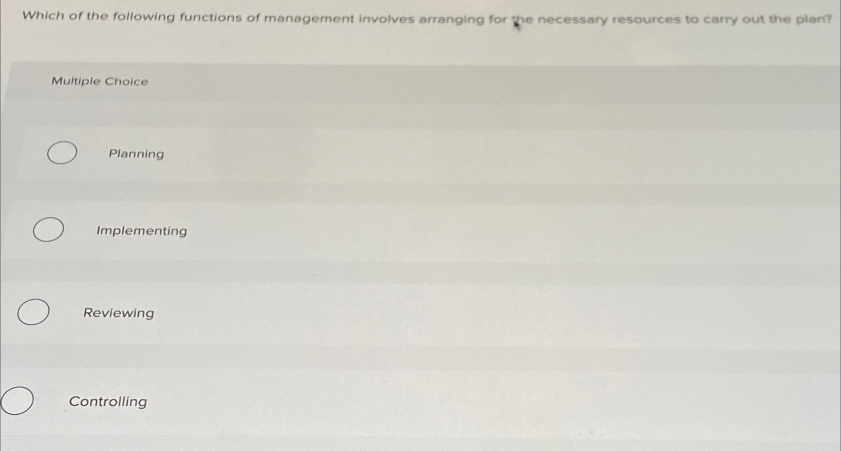 Solved Which of the following functions of management | Chegg.com