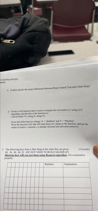 Solved S 25/Final Fall 2021 AME Explain clearly the major | Chegg.com