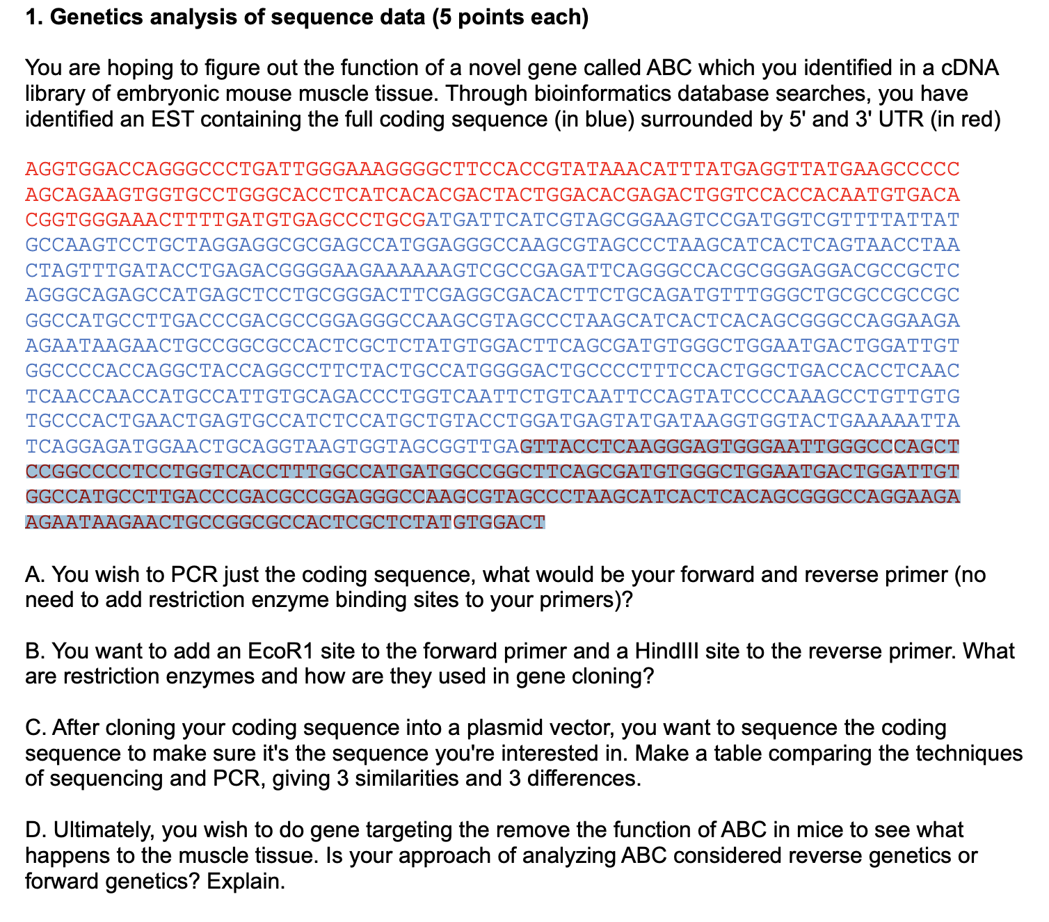 Solved Genetics analysis of sequence data (5 ﻿points | Chegg.com