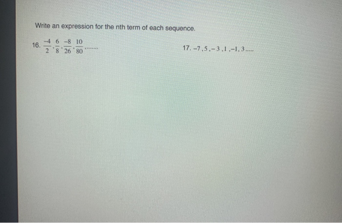 Solved Write an expression for the nth term of each | Chegg.com