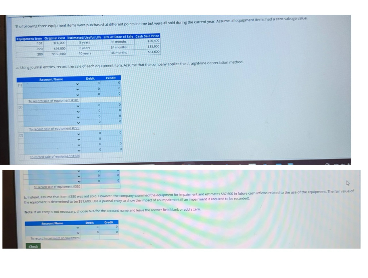 Solved The following three equipment items were purchased at | Chegg.com