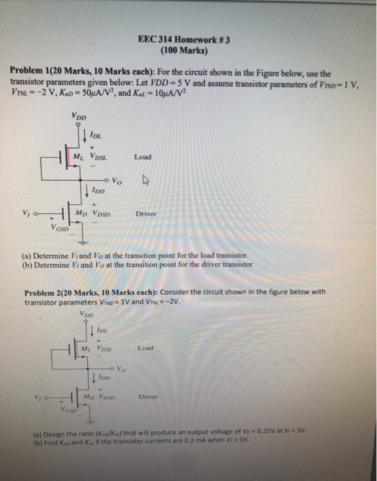 Solved EEC 314 Homework #3 (100 Marks) Problem 1(20 Marks, | Chegg.com