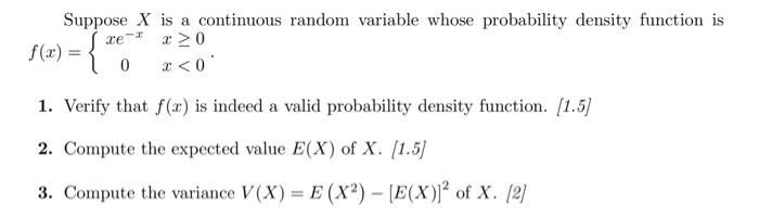 Solved Suppose X is a continuous random variable whose | Chegg.com