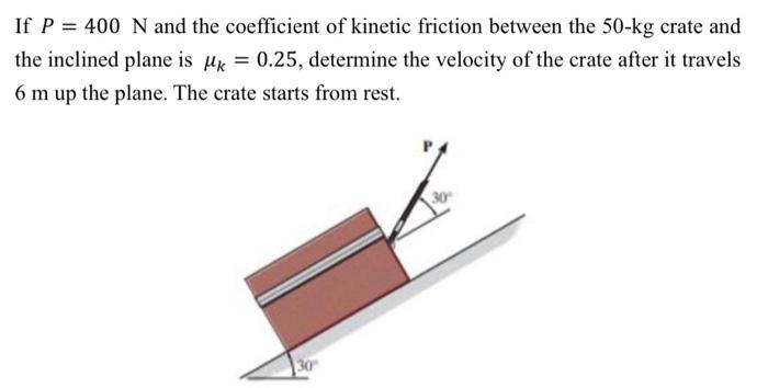 Solved If P=400 N and the coefficient of kinetic friction | Chegg.com