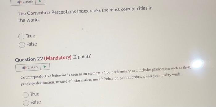 Solved The Corruption Perceptions Index ranks the most | Chegg.com
