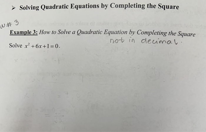 Solved Solving Quadratic Equations by Completing the | Chegg.com
