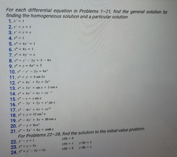 Solved For each differential equation in Problems 1-21, find | Chegg.com