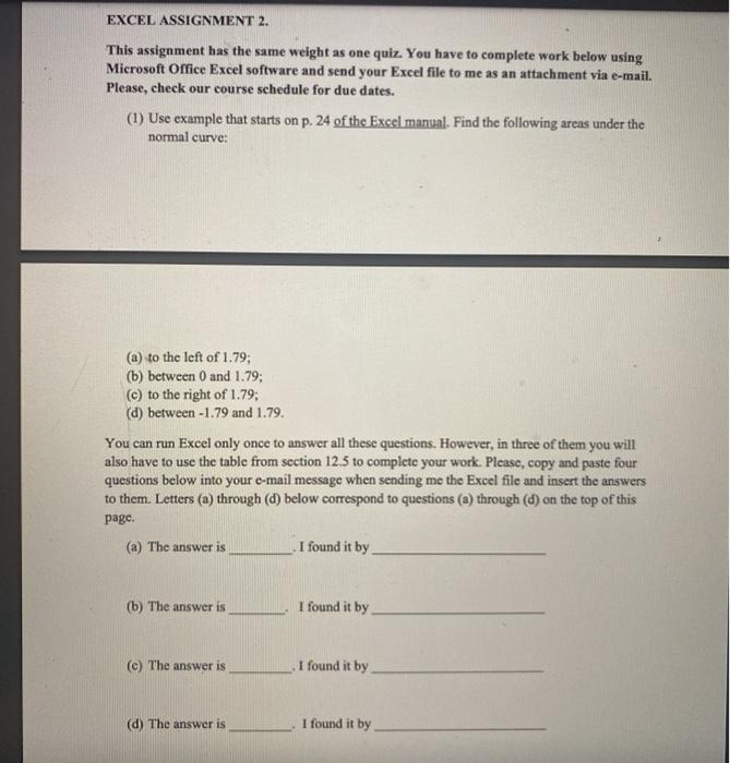 Solved EXCEL ASSIGNMENT 2. This assignment has the same | Chegg.com