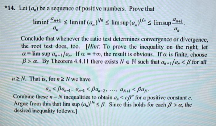 Solved *14. Let (an) be a sequence of positive numbers. | Chegg.com