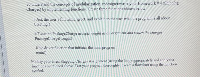 Solved To understand the concepts of modularization, | Chegg.com