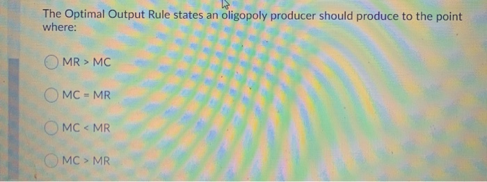 Solved The Optimal Output Rule states an oligopoly producer | Chegg.com