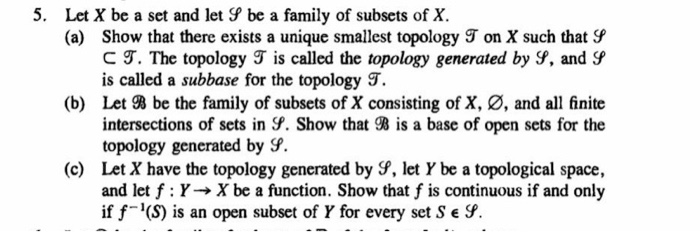 Solved 5. Let X be a set and let S be a family of subsets of | Chegg.com Solved 5. Let X be a set and let S be a family of subsets of | Chegg.com