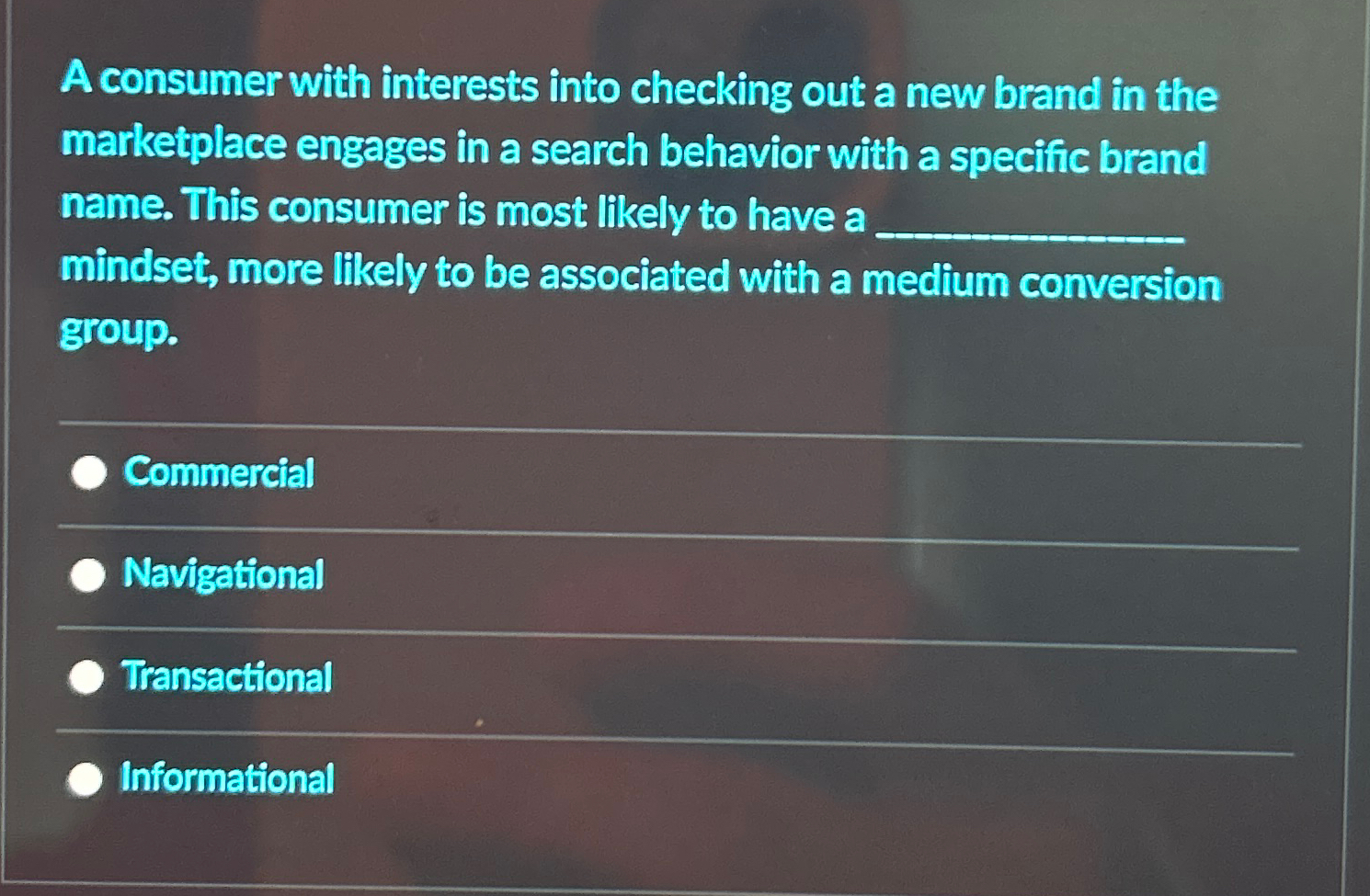 Solved A consumer with interests into checking out a new | Chegg.com