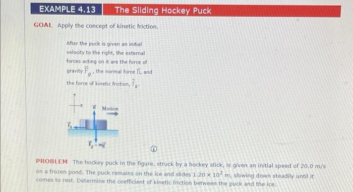 Solved EXAMPLE 4.13 The Sliding Hockey Puck GOAL Apply the | Chegg.com