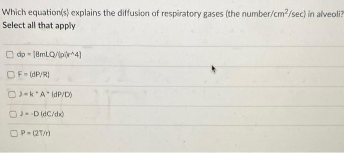 Solved Which equation(s) explains the diffusion of | Chegg.com