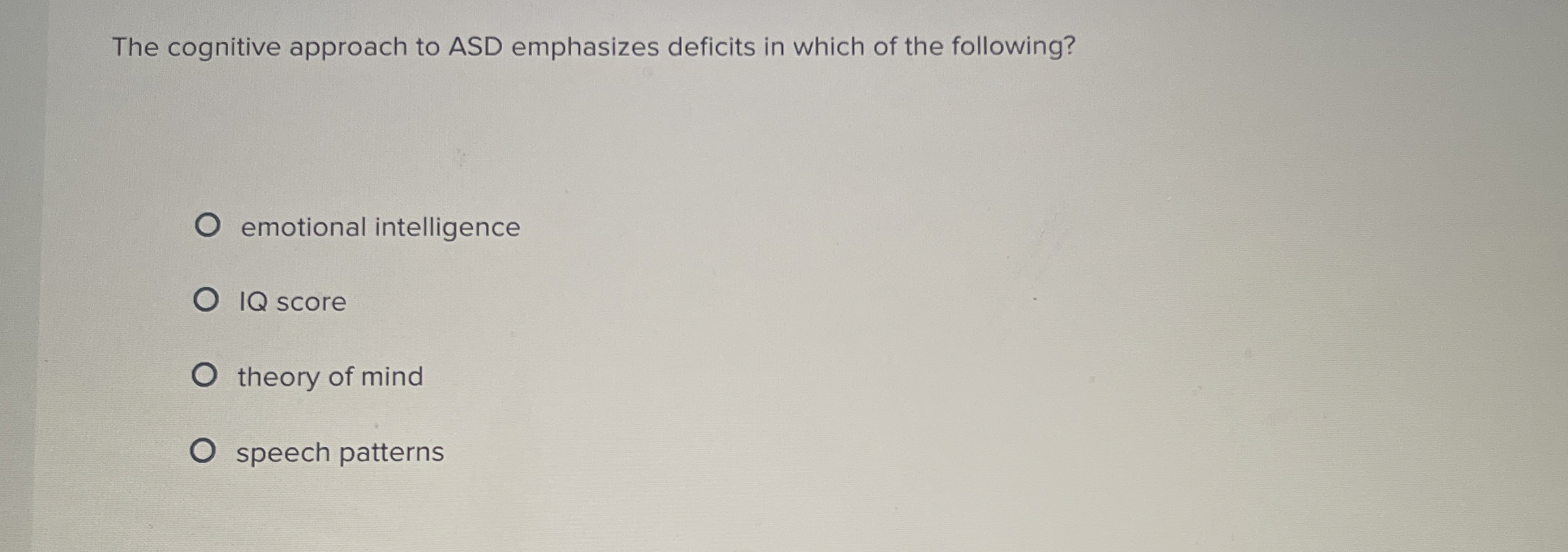 Solved The cognitive approach to ASD emphasizes deficits in | Chegg.com
