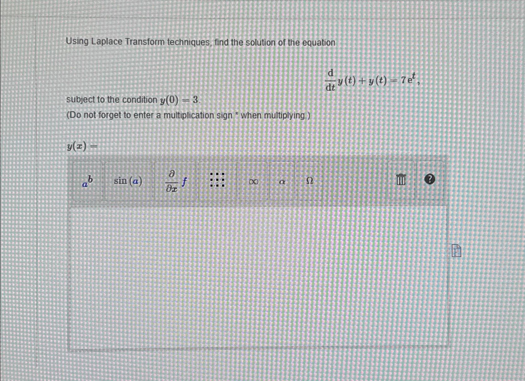 Solved Using Laplace Transform Techniques Find The Solution