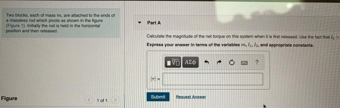 Solved Two blocks, each of mass m, are attached to the ends | Chegg.com