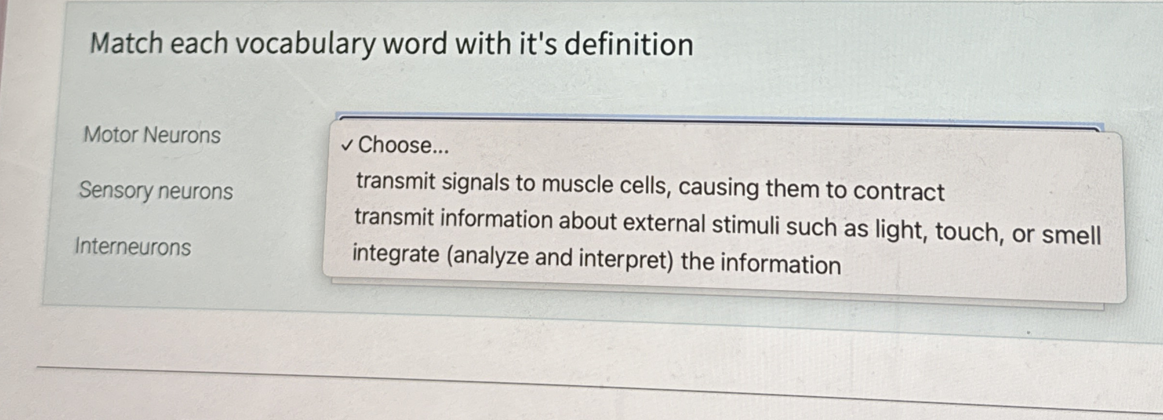 Solved Match each vocabulary word with it's definitionMotor | Chegg.com