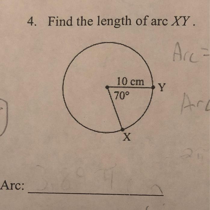 4. Find the length of arcXY. | Chegg.com