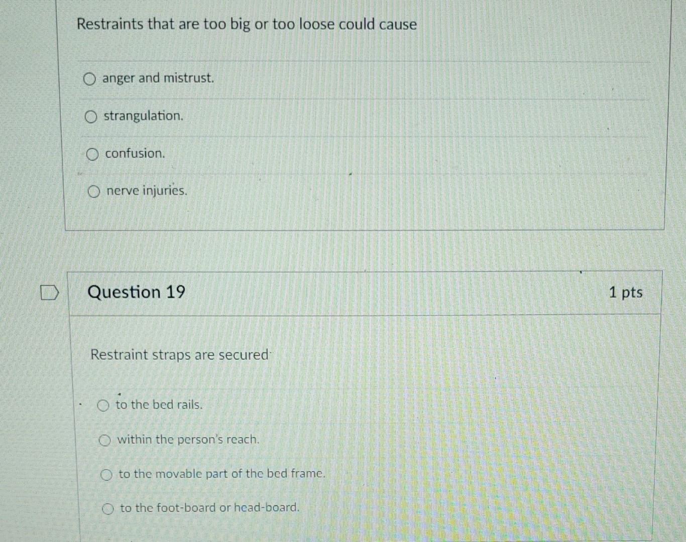 Solved Which is not a restraint alternative? O Keeping the | Chegg.com