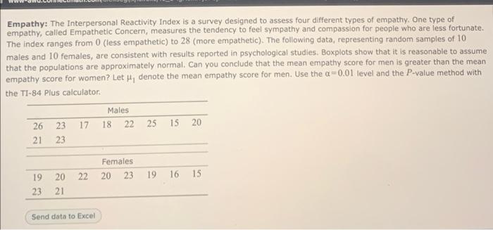 Solved Empathy: The Interpersonal Reactivity Index is a | Chegg.com