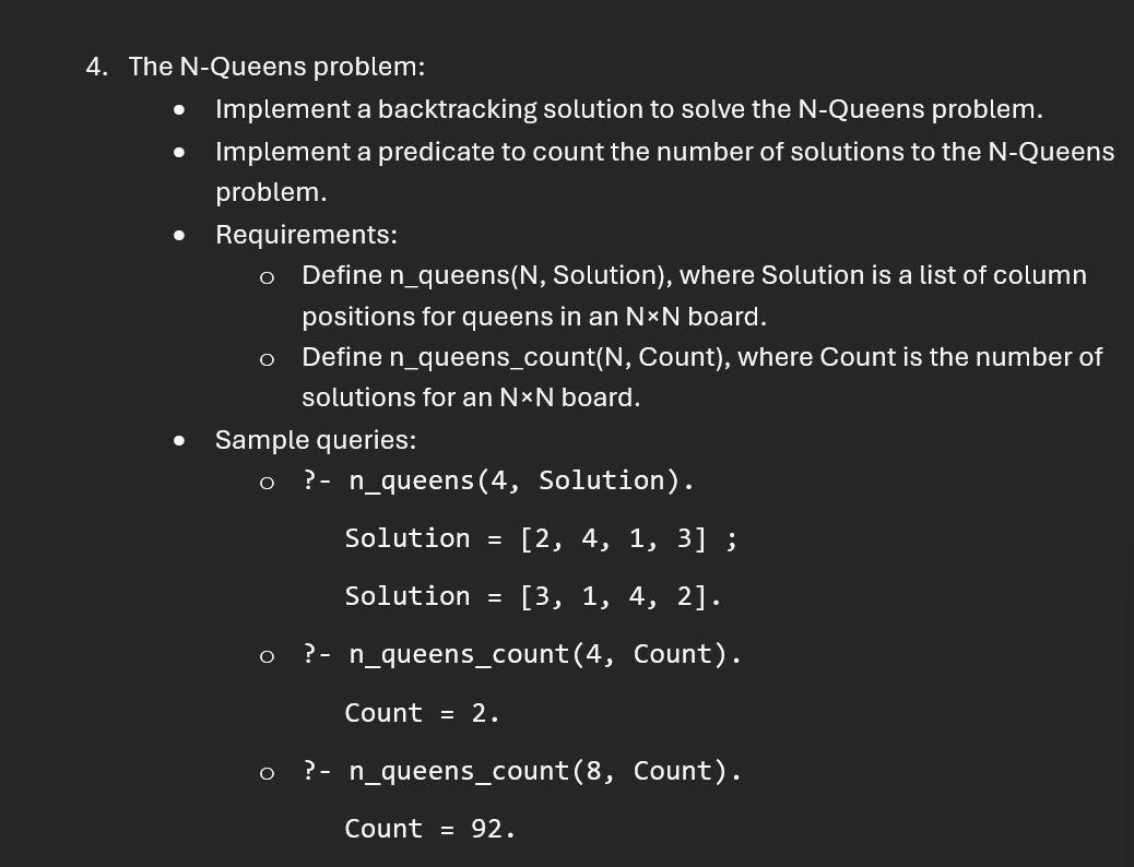 4. ﻿The N-Queens problem: - ﻿Implement a backtracking | Chegg.com