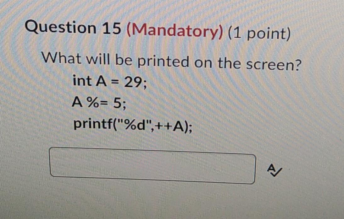 Solved The Following C Code Statement Return 0