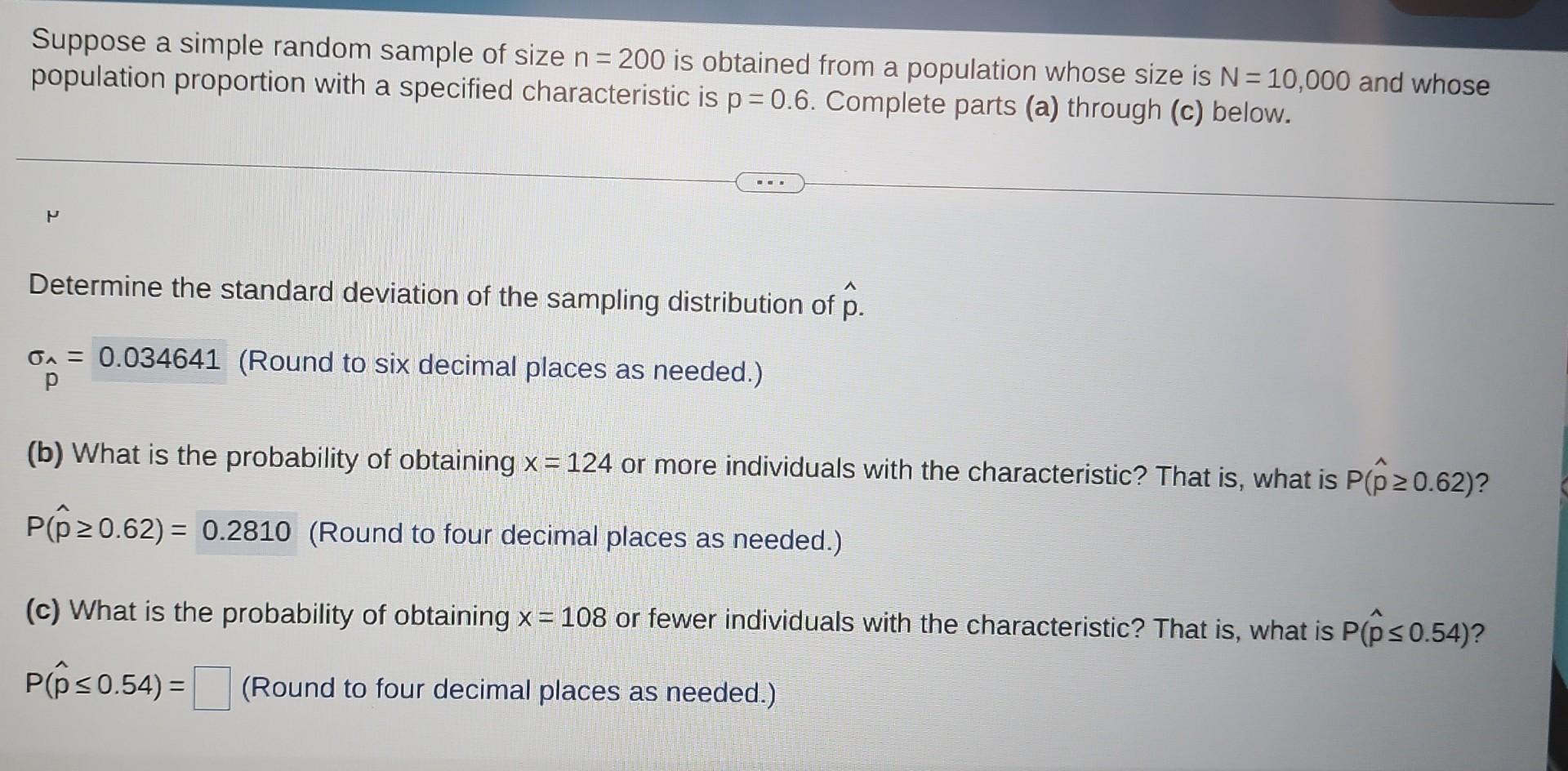 Solved Suppose a simple random sample of size n=200 is | Chegg.com